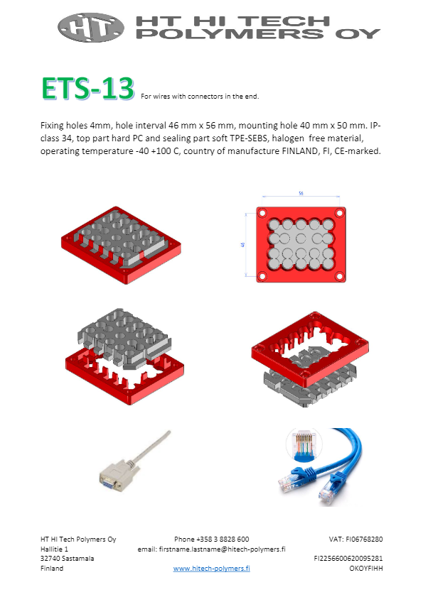 Cable glands, Small grommets, Plugs - HT HI TECH POLYMERS
